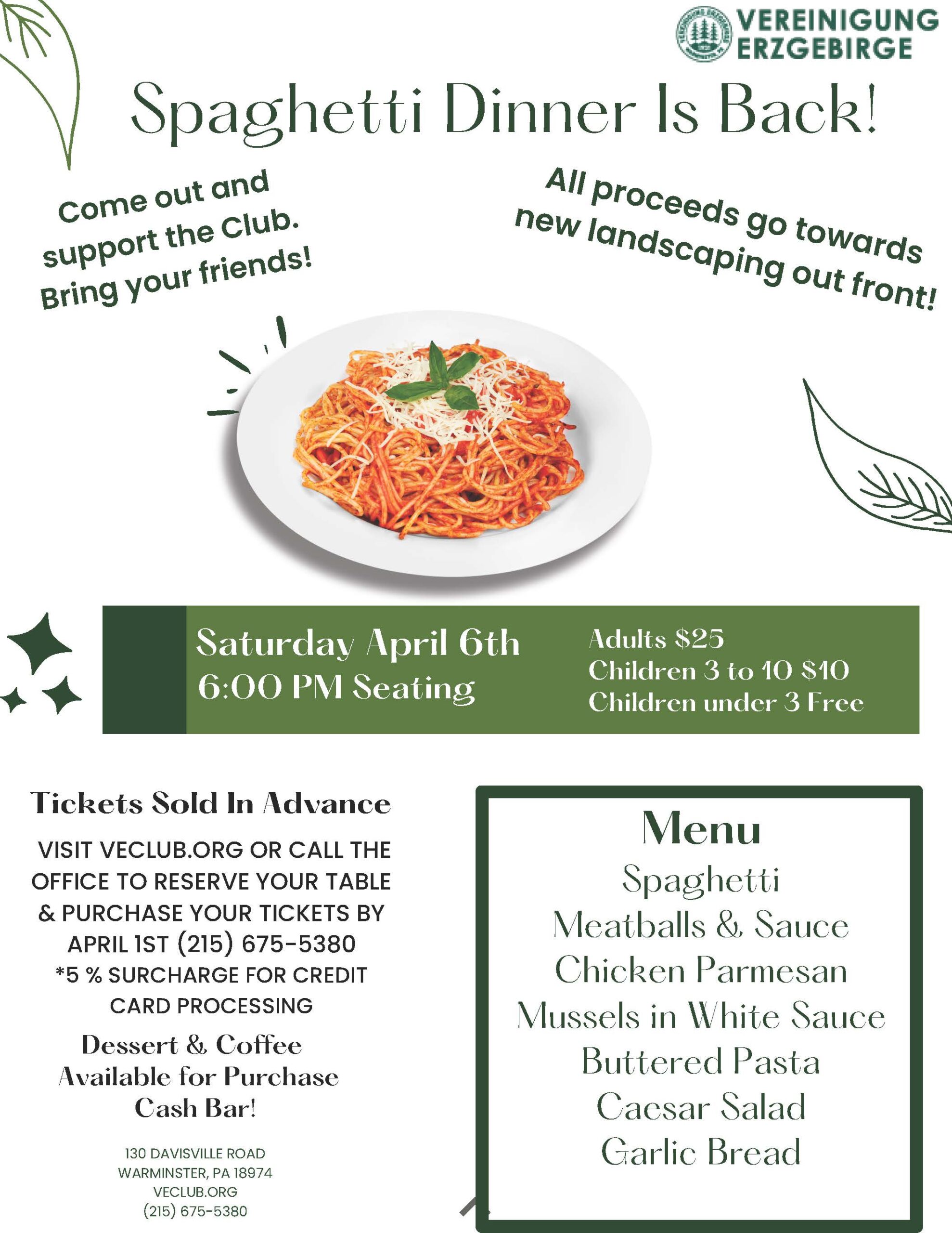 Spaghetti Dinner – Vereinigung Erzgebirge